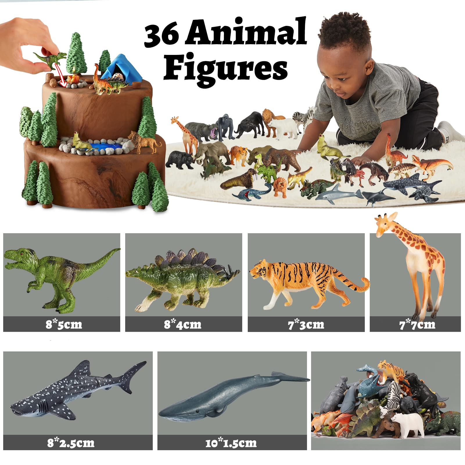 Mua TOEY PLAY 36-Piece 3-in-1 Animal Figures Set with Dinosaur, Sea ...