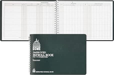 Amazon.com : Dome 625 Payroll Books Wirebound 1-25 Employees 10-Inch x7 ...