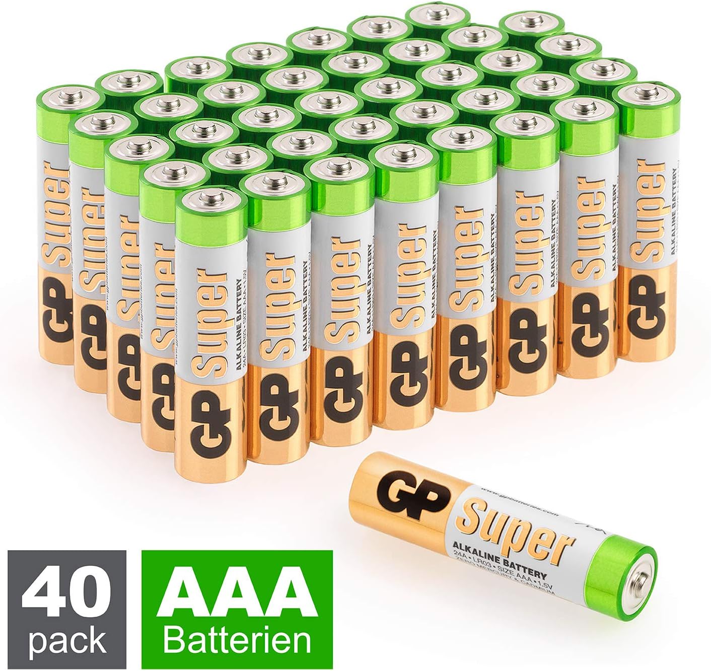 GP Batteries AAA 1.5V Pack of 40 Super Alkaline: Amazon.co.uk: Electronics