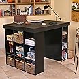 Amazon.com: Project Center Desk with Bookcase and 3 Bin Cabinet-Black