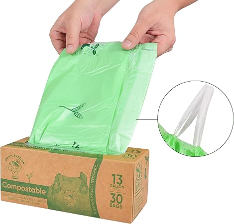 Amazon.com: Biodegradable Compostable Trash Bags Drawstring 13 Gallon ...