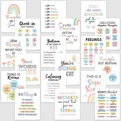 Decorably 18 Mental Health Awareness Posters for Kids, 8x10in Matte ...