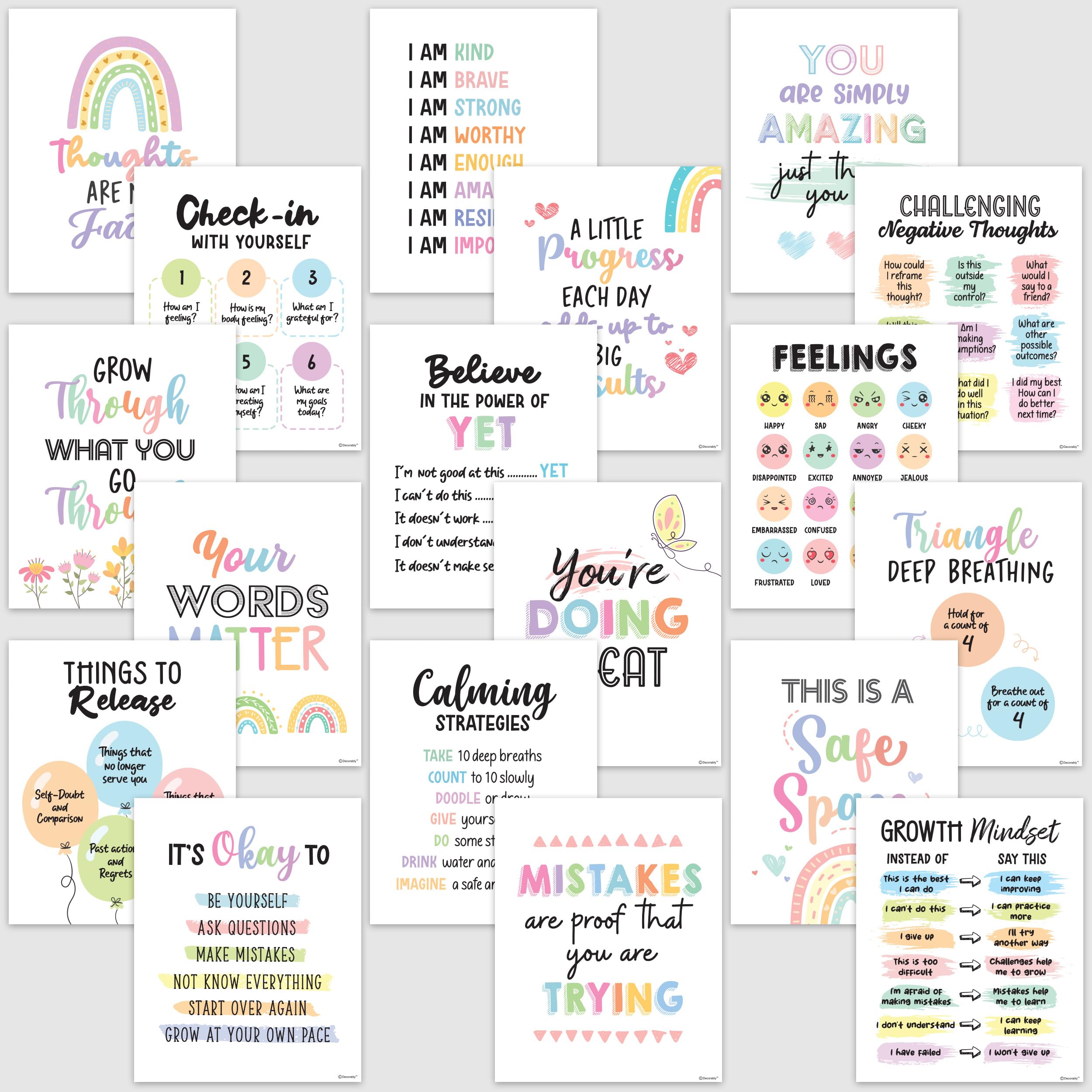 Mua Decorably 18 Mental Health Posters for Office - 8x10in SEL Posters ...