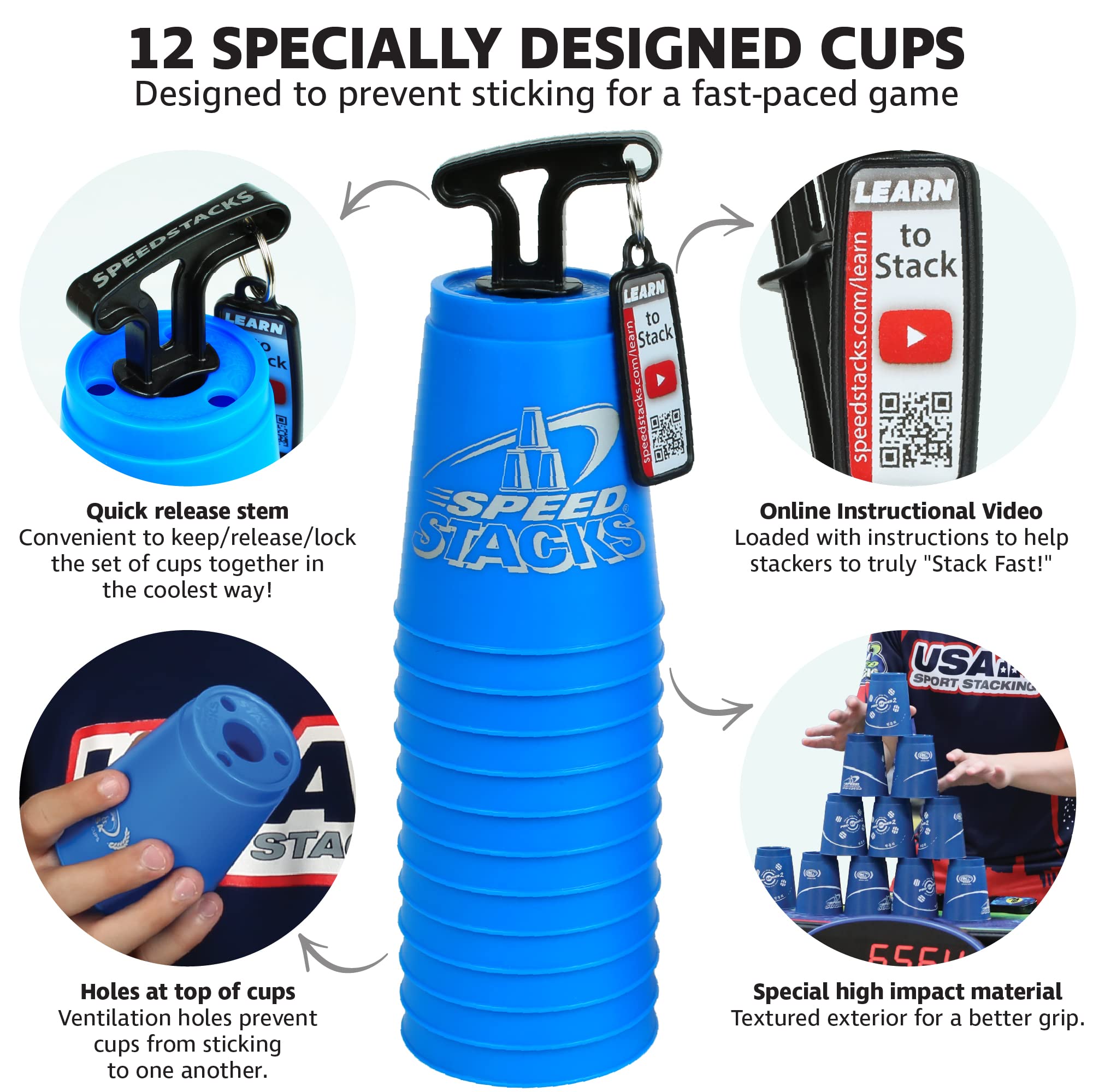 Speed Stacks | Official Sport Stacking Set, Blue - 12 Cups and Holding ...
