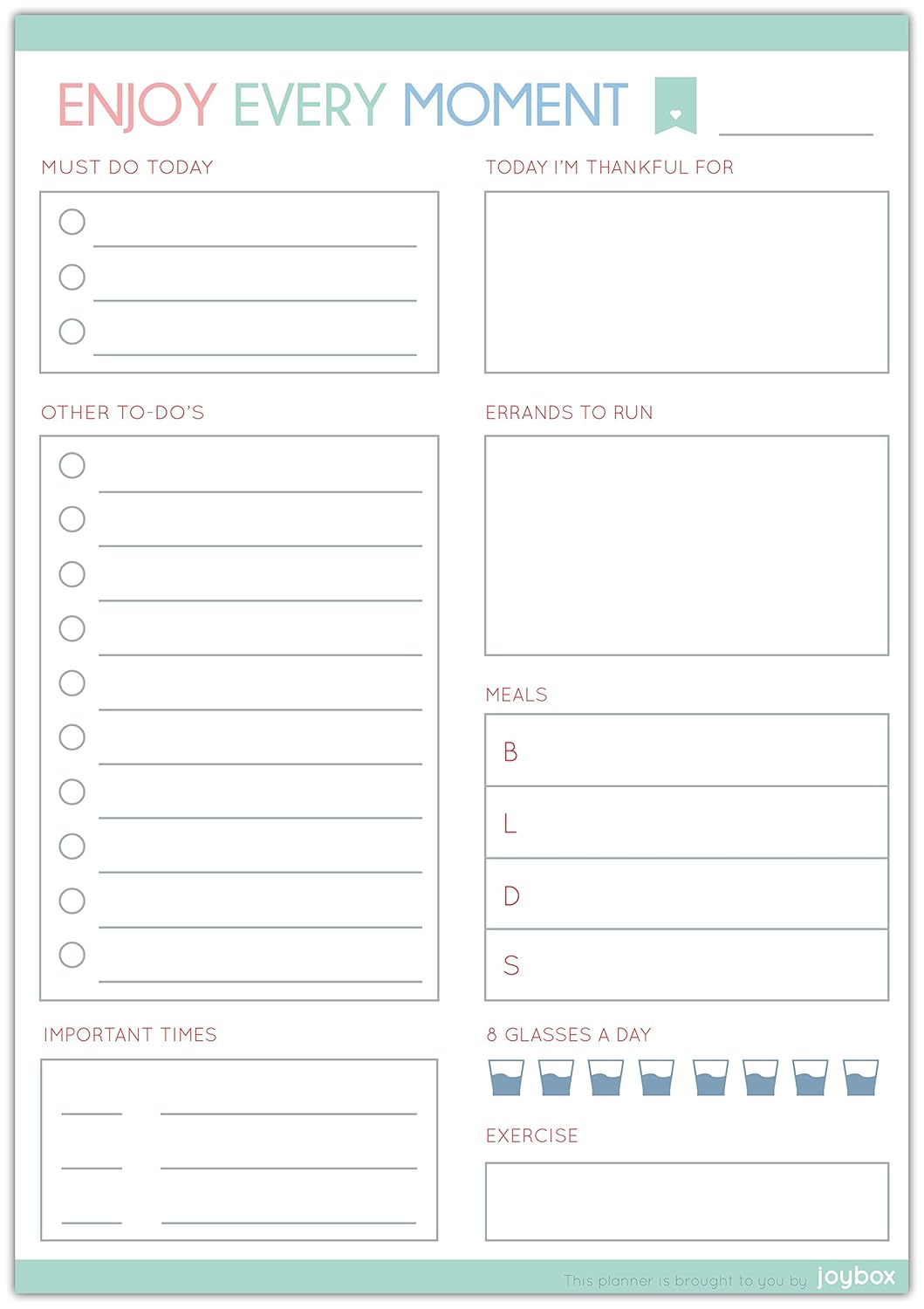 Joybox Daily To Do List Notepad Day Planning System Memo Pad 80 Tear Off Stic EBay