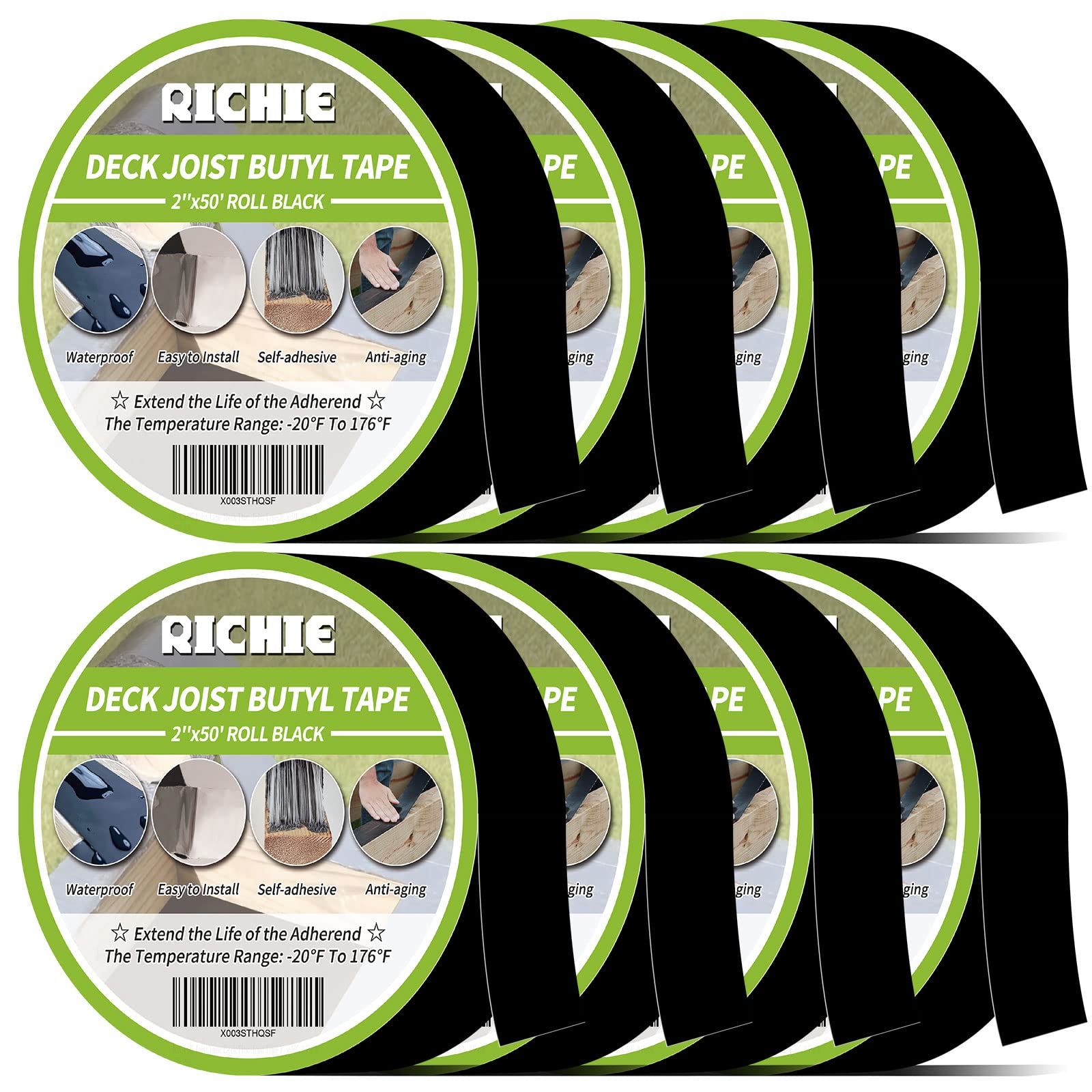 RICHIE Deck Joist Tape 2 inch 50 feet 8 Pack, Butyl Joist Tape for ...