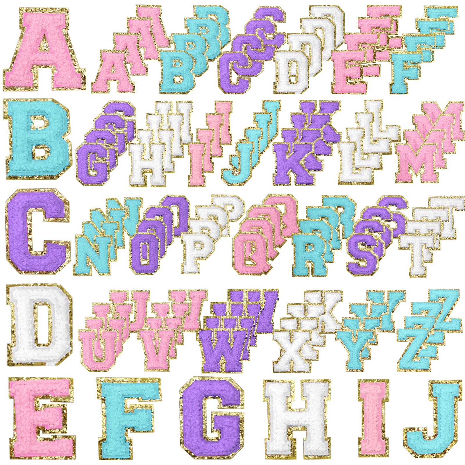vibedor 104 PCS Chenille Letter Patches, Varsity Letter Stickers 2.2 ...