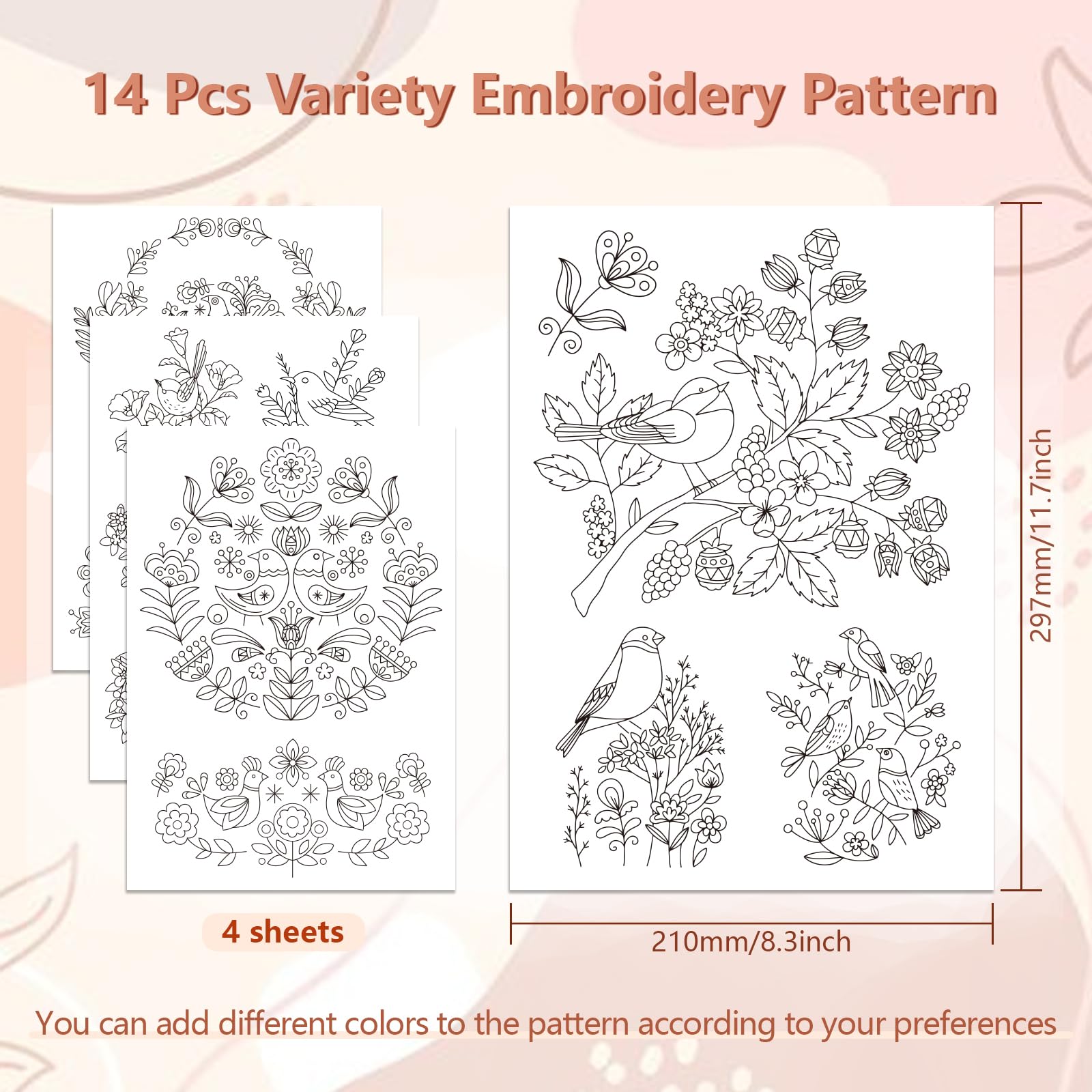 Peacoblue Water Soluble Embroidery Patterns For Beginners 4 Sheets With ...