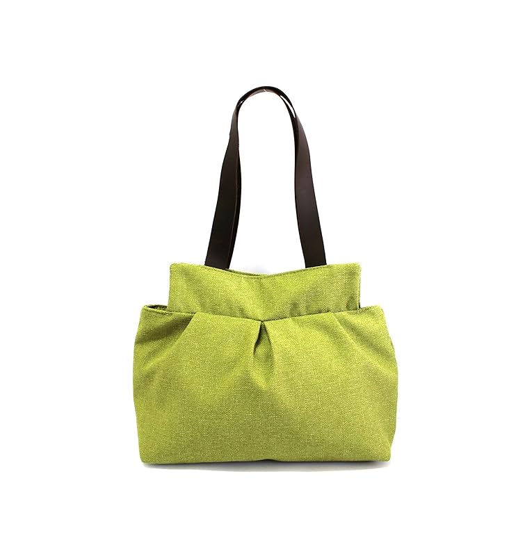 Amazon.com: lime green tote bag with brown leather straps maya: Handmade