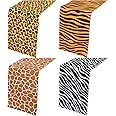 Amazon.com: Hahafelt 4 Pcs Linen Animal Safari Print Table Runner ...