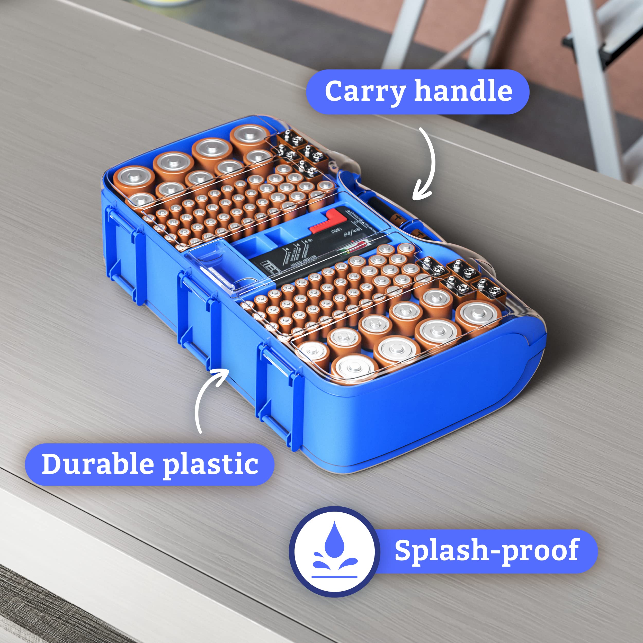 Mua Battery Organizer Storage Case with Tester, Stores & Protects Up to ...