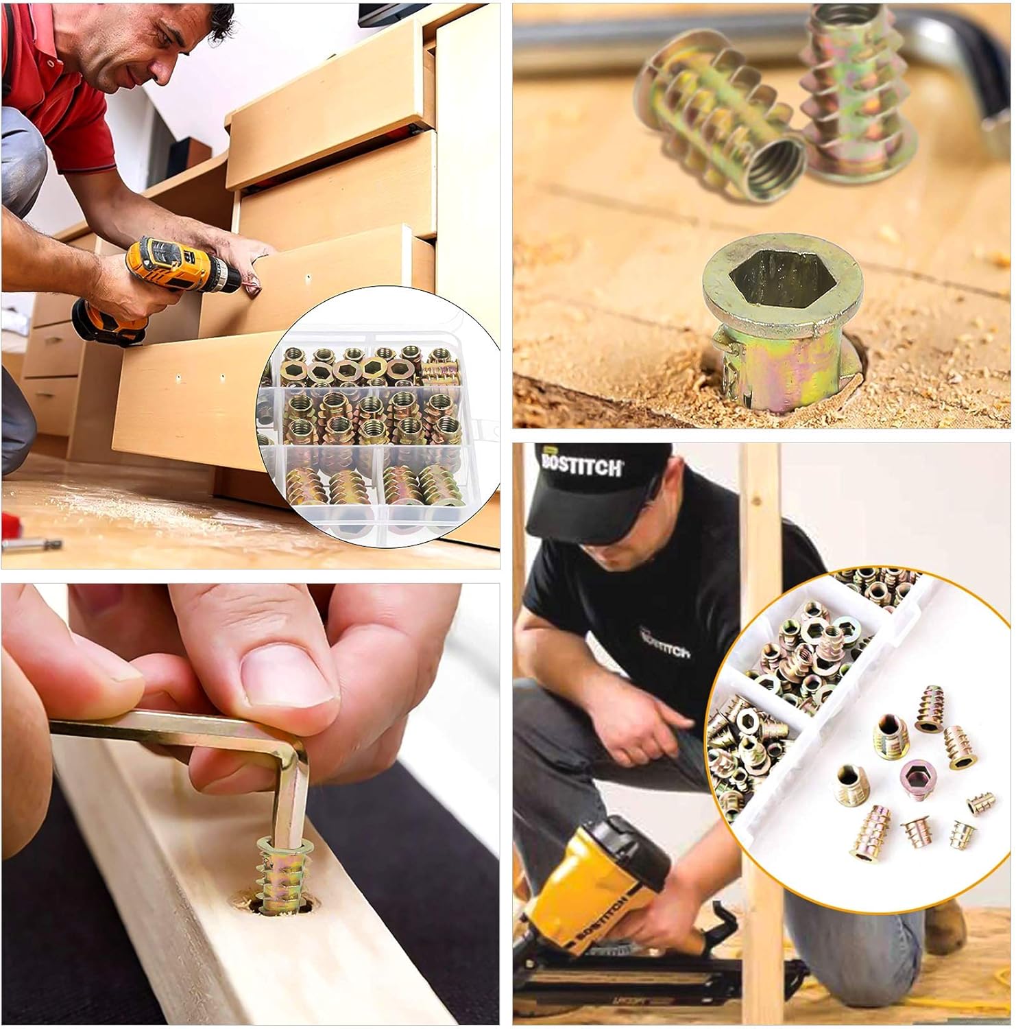 Vite Inserti Filettati Kit 165 Pezzi Zinco Dadi Esagonali in Lega M4 M5 ...