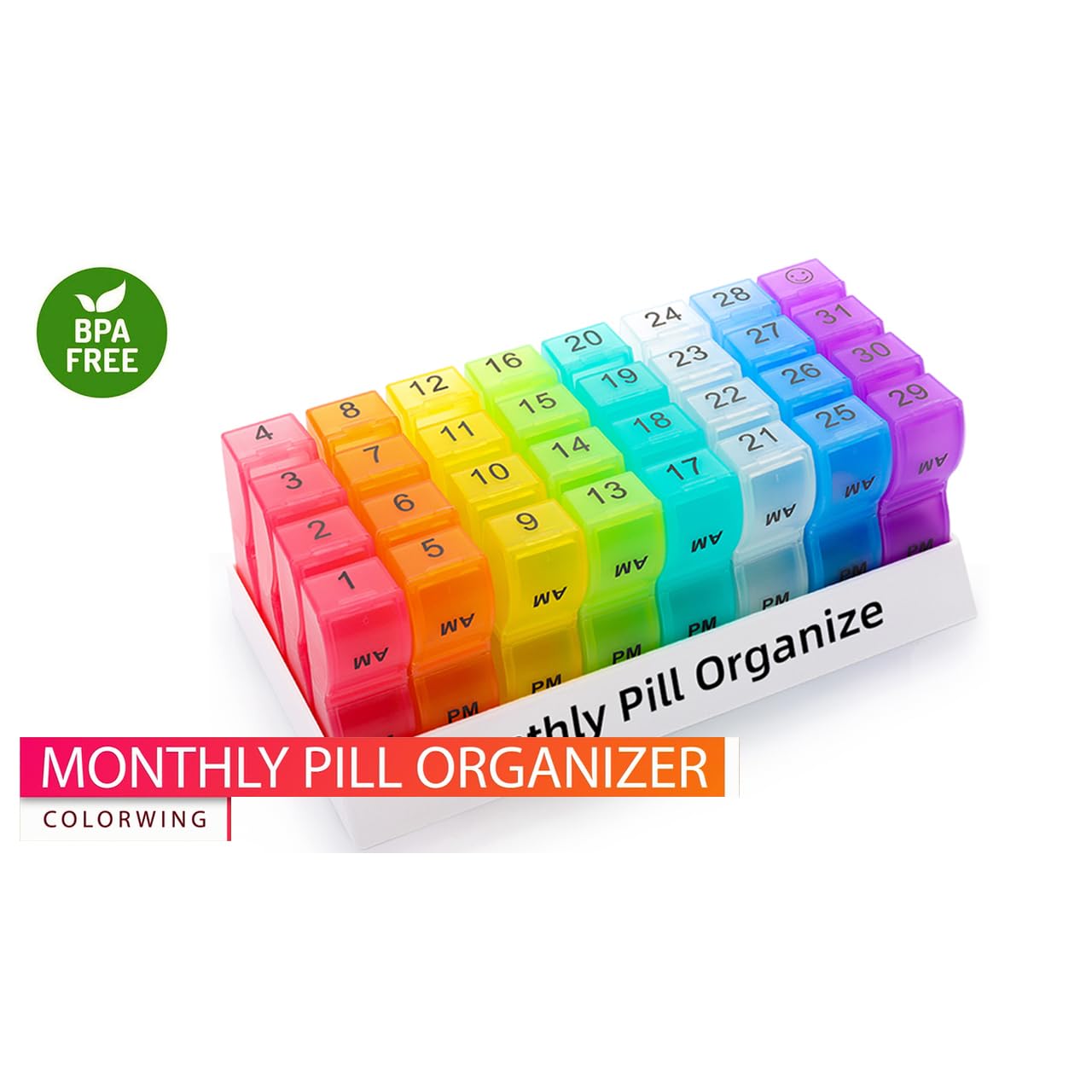 Monthly Pill Organizer 2 Times a Day, one Month Pill Box AM PM, 30 Day ...