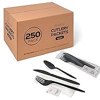 Amazon.com: 250 Plastic Cutlery Packets - Knife Fork Spoon Napkin Salt ...