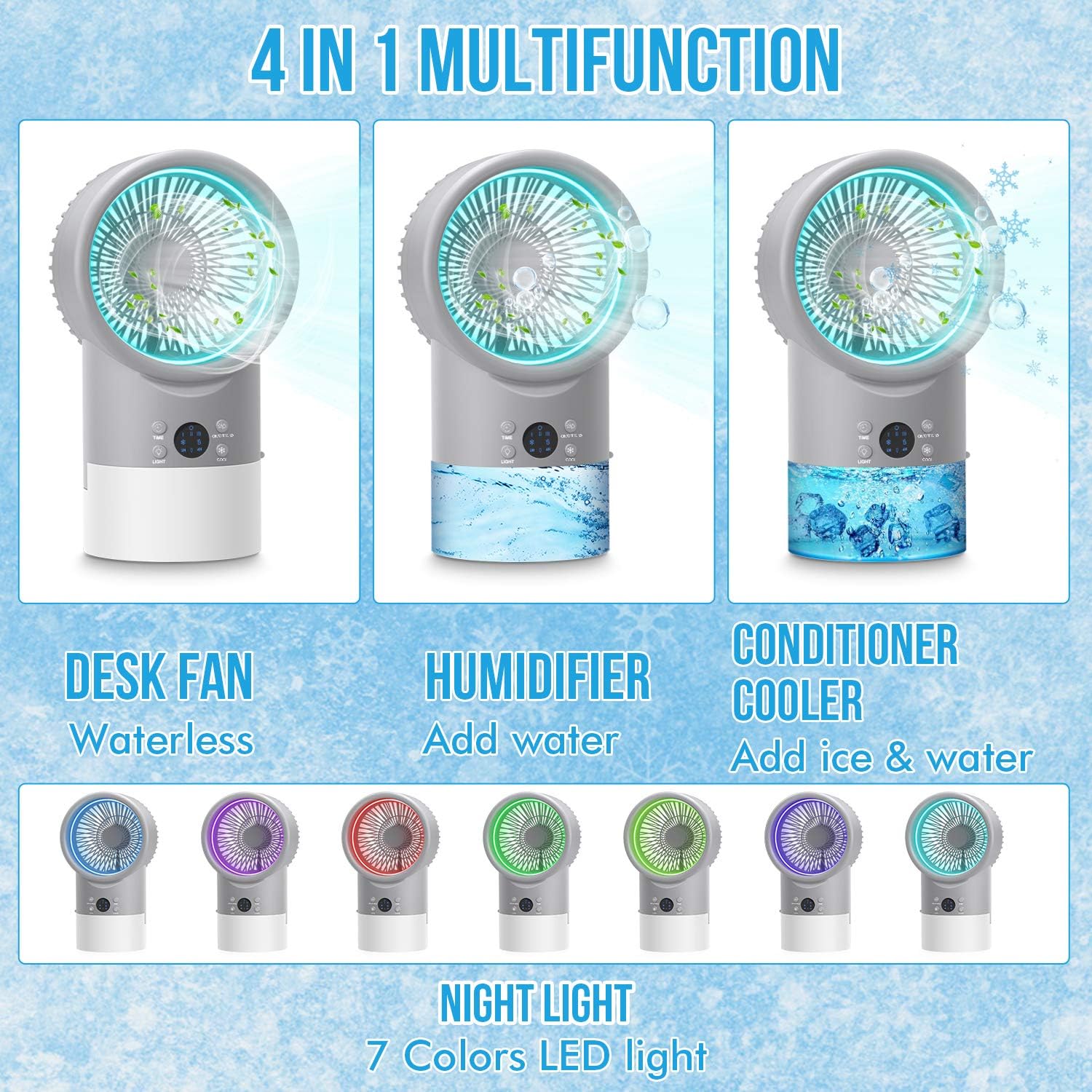 Portable Air Cooler Conditioner, Table Conditioner 3 in 1 Cool Unit ...