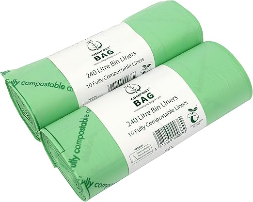 All-Green 240L Compostable Wheelie Bin Liners, 240 Litre, Green, 20 ...