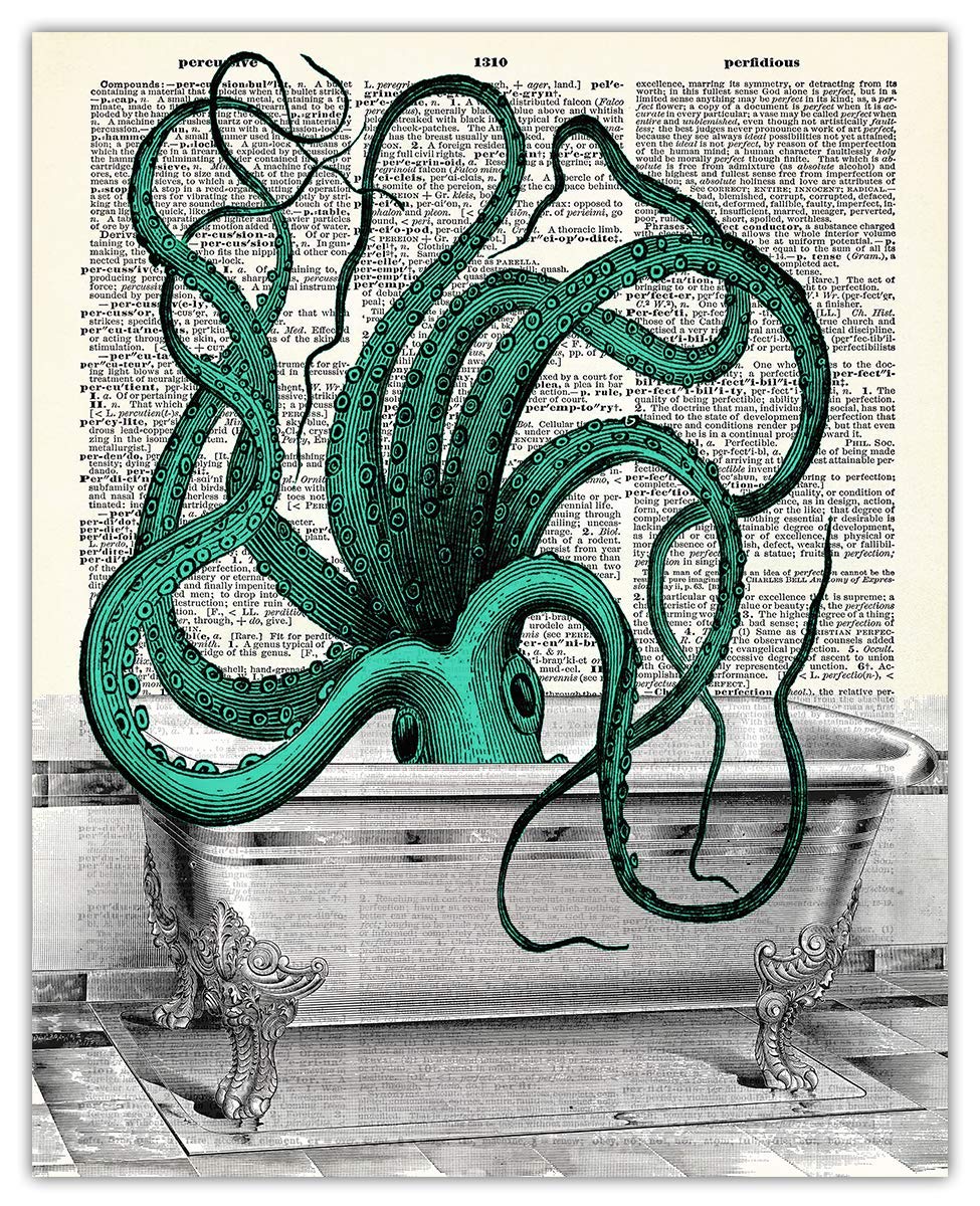 Amazon.com: Octopus in a Bath Tub Dictionary Wall Art Print: Unique ...