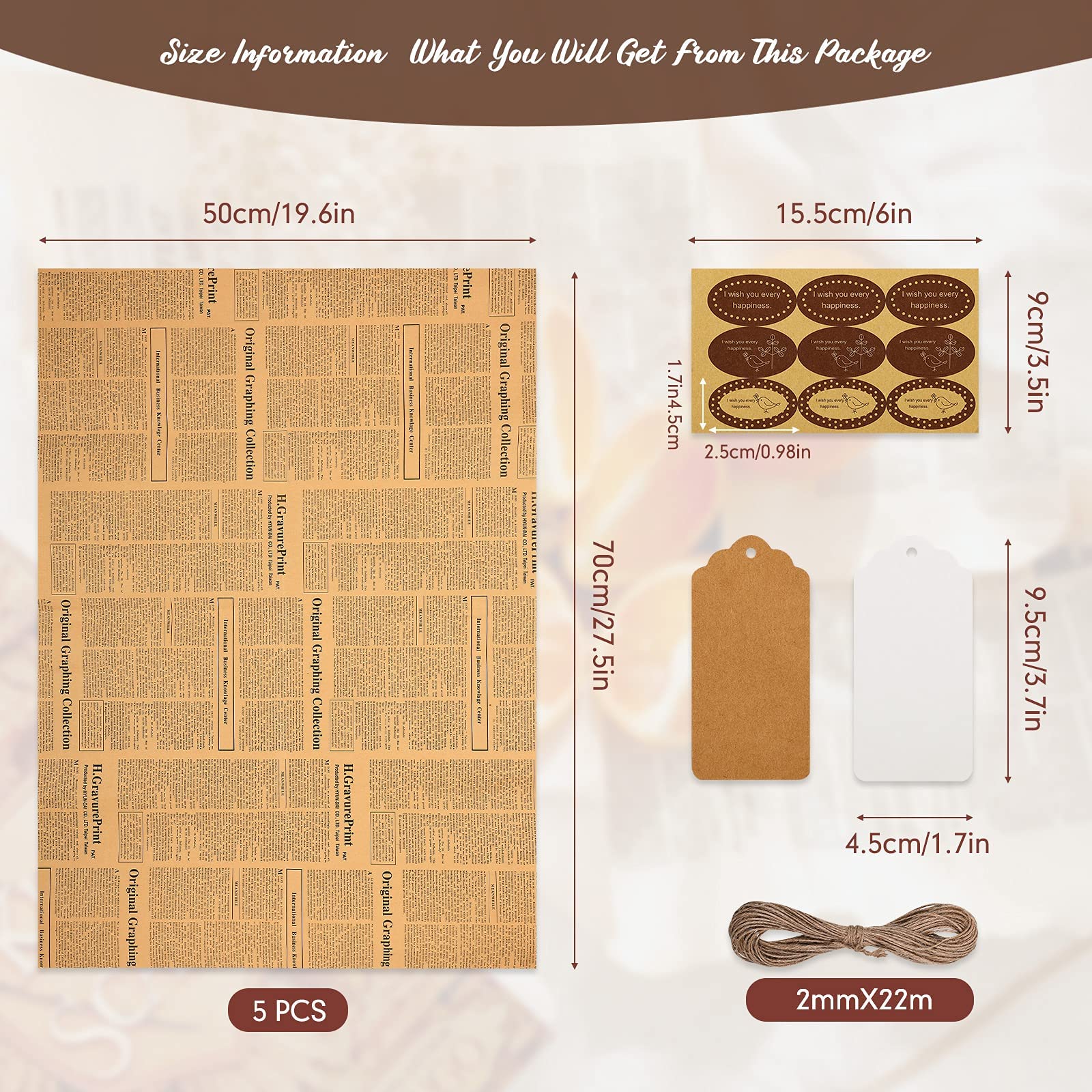 Mua Tenare 18 Pack Newspaper Wrapping Paper Set Valentines Gift ...