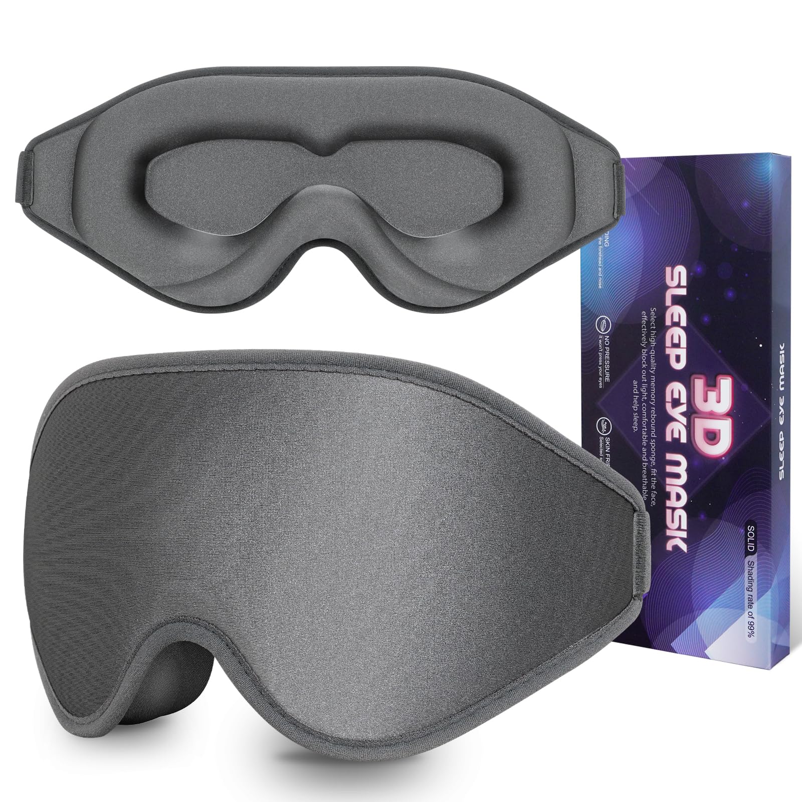 Sleep Mask 3D Eye Mask for Sleeping 100% Light Blocking Eye Covers with ...