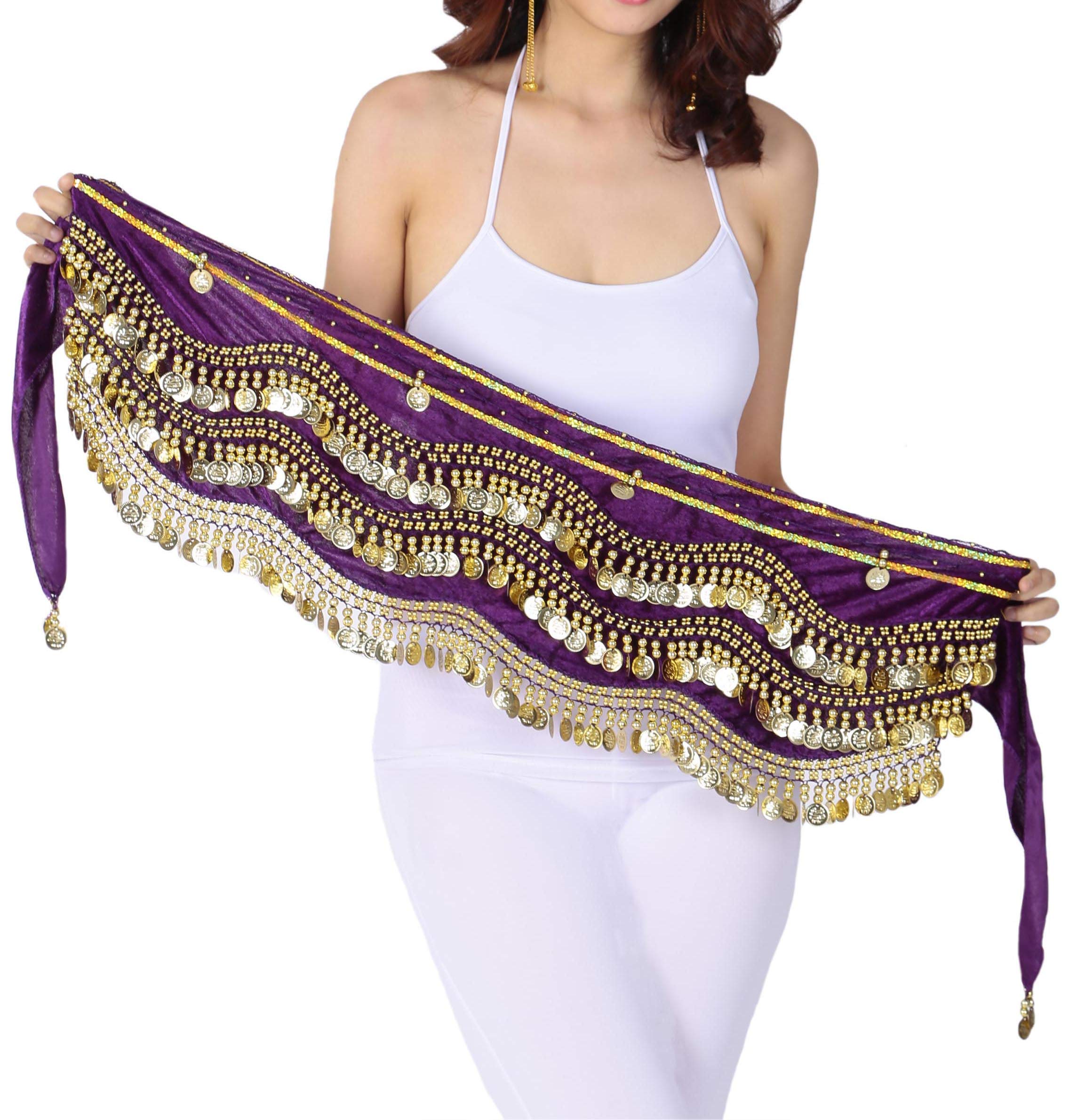 Lauthen.S 248 Gold Coins Belly Dance Hip Scarf Tribal Belt Halloween ...