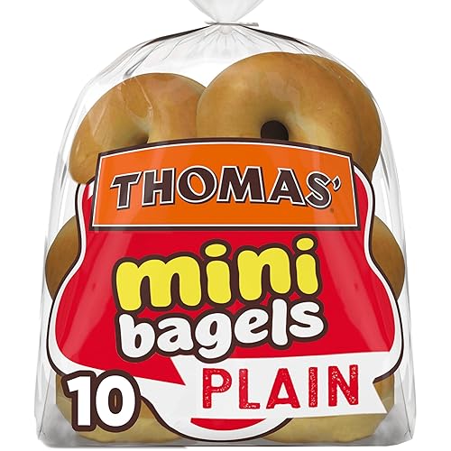 Thomas' Plain Mini Bagels, 10 Pre-Sliced Mini Bagels with No High ...