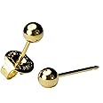 Amazon.com: LONG POST Ear Piercing Earrings Gold 4mm Round Ball Studs ...