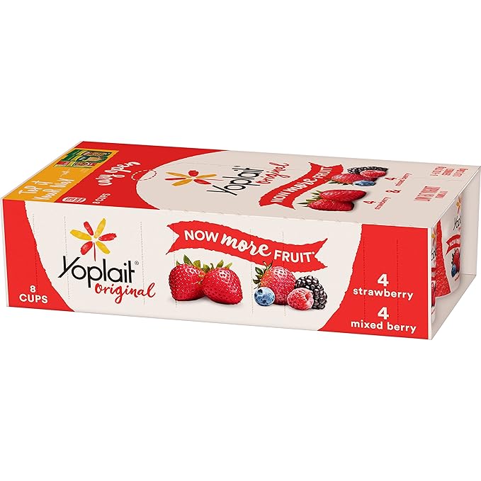 Yoplait, Original Yogurt Variety Pack, Strawberry & Mixed Berry, 48 oz ...