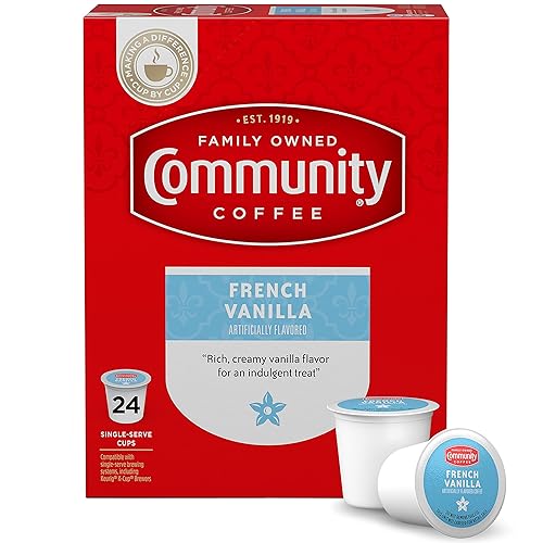 Community Coffee Medium Roast Single Serve Box, French Vanilla Flavored ...
