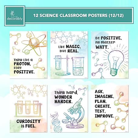 Mua Decorably 12 Science Quotes Posters for Classroom, 8.5x11in Matte ...