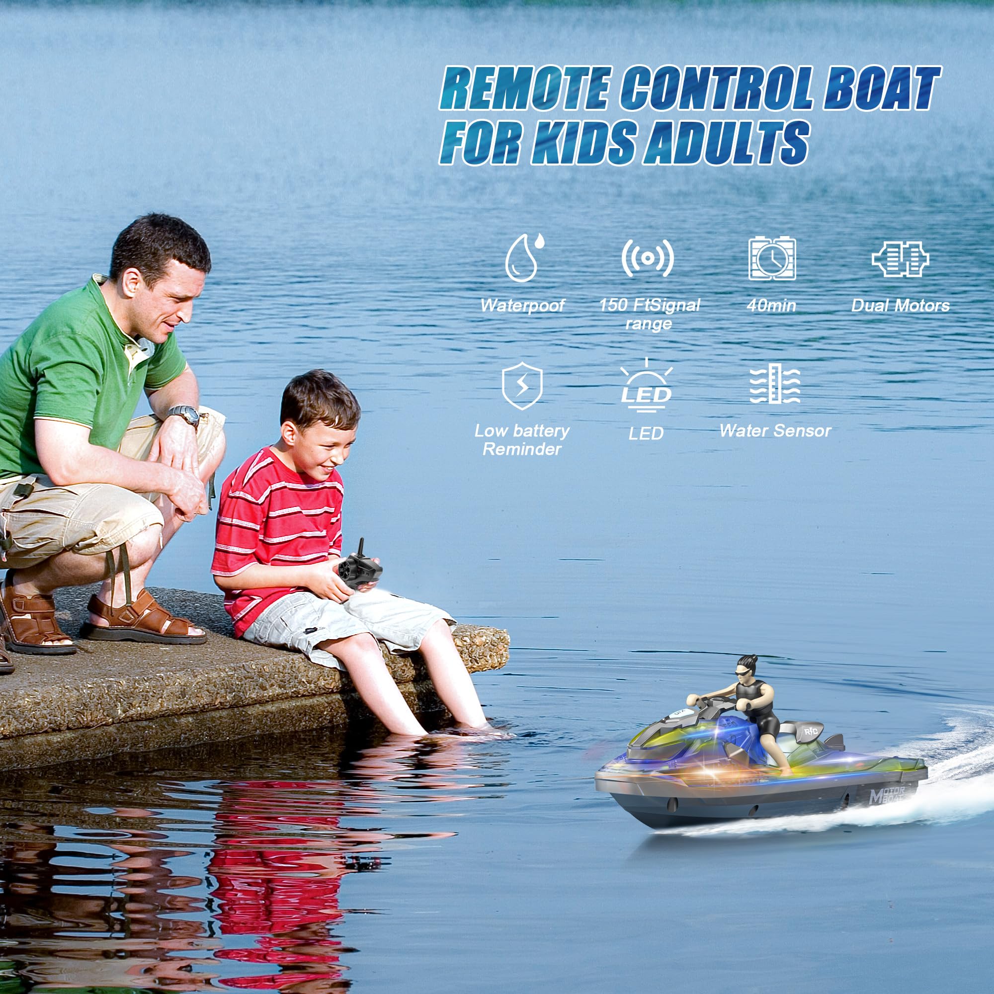 Mua RC Boats for Kids 6+, 2.4GHZ Mini Remote Control Jet-ski with Dual ...