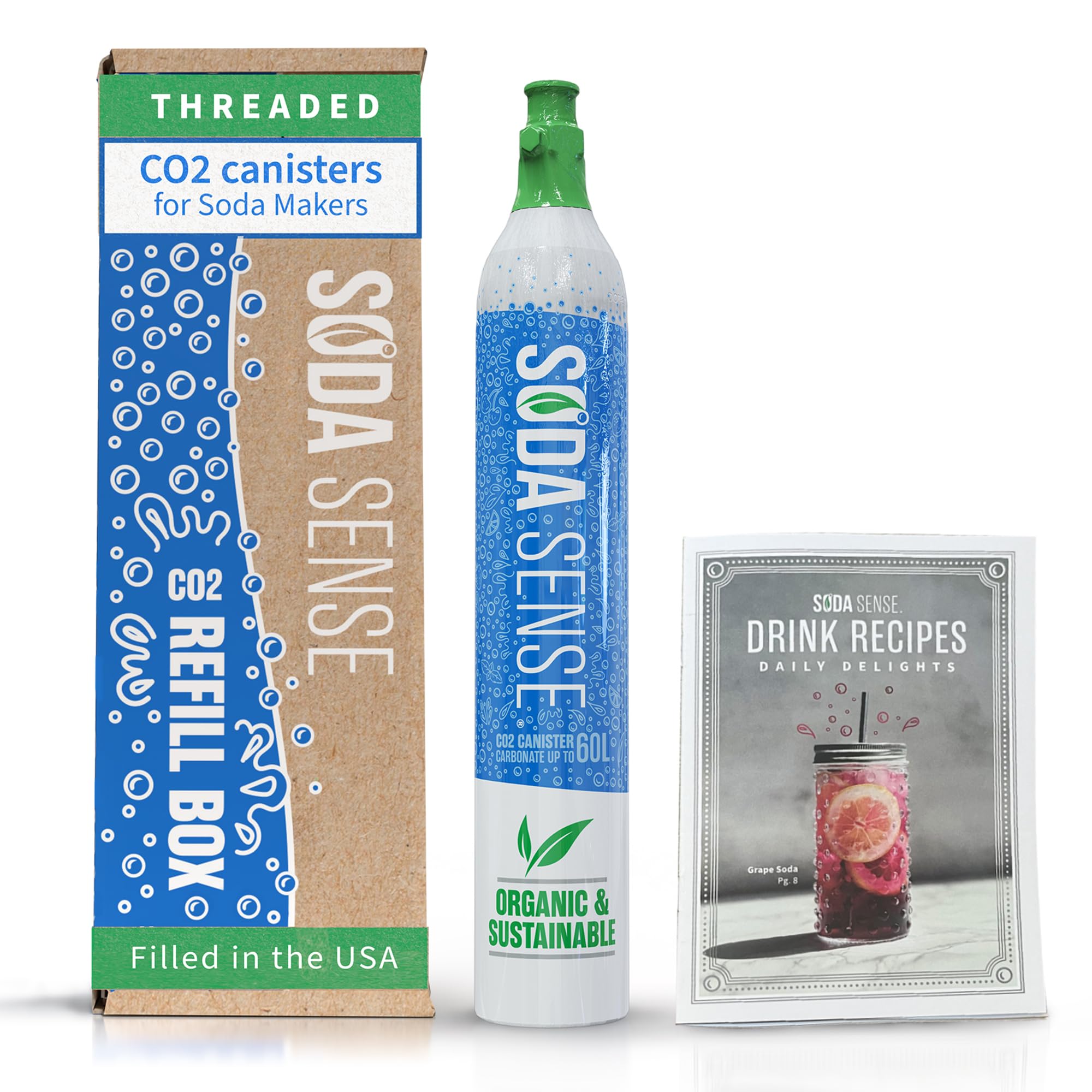 Mua Soda Sense 60L Threaded CO2 1 Pack Canister & Recipe Book Refill ...