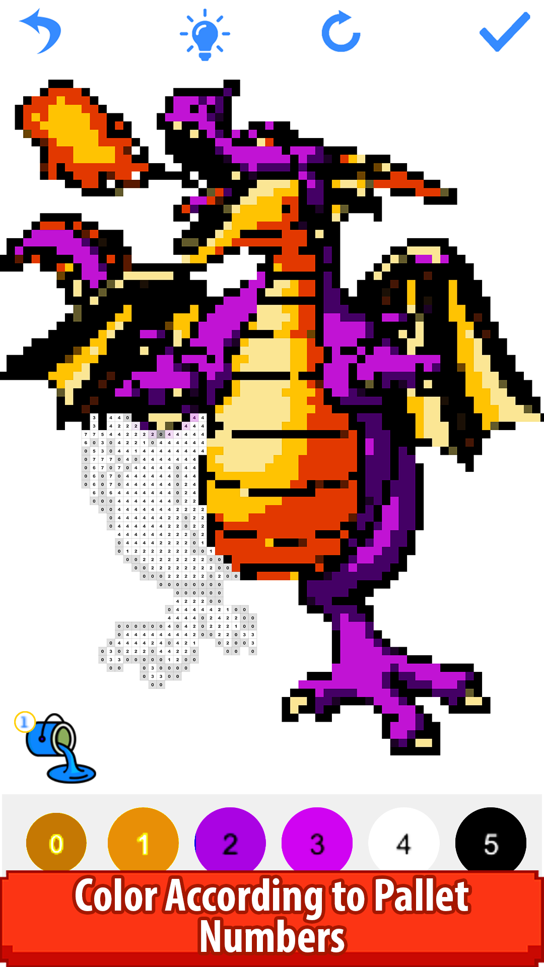 Dragons Pixel Art - Paint by Number, Sandbox Coloring Book Pages:Amazon ...