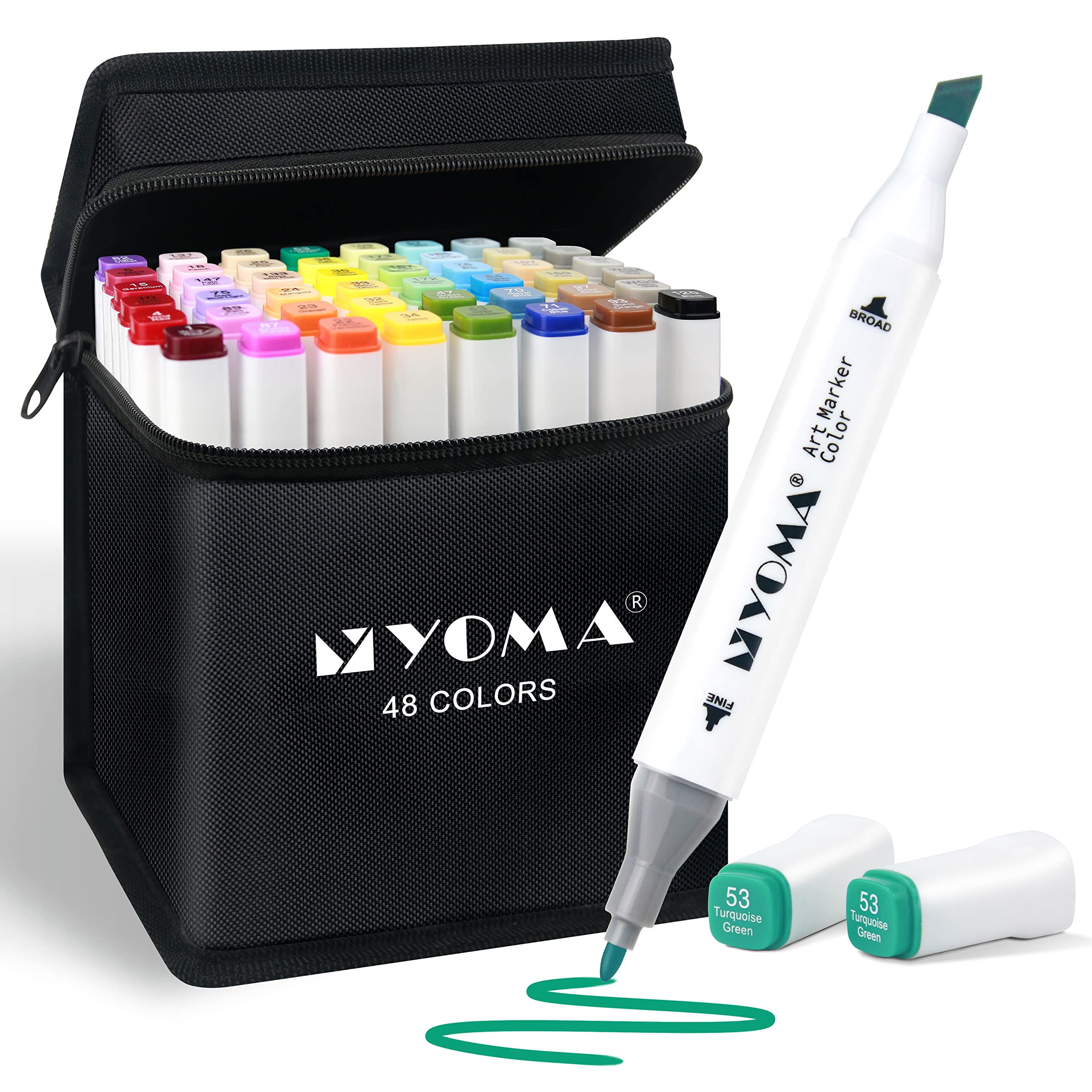 Y YOMA 48 Colors Alcohol Markers Dual Tip Markers Art Markers Set for ...