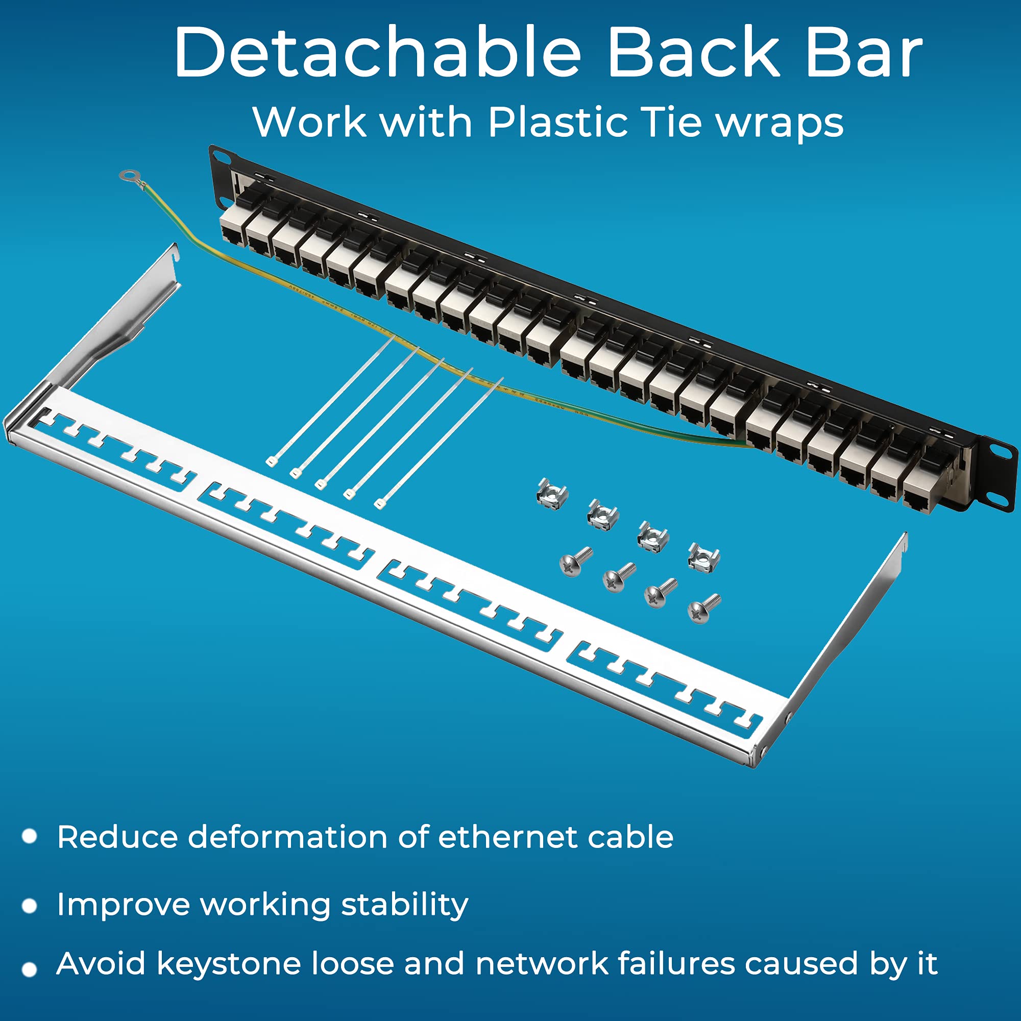 Mua Rapink Patch Panel 24 Port Cat6A with Inline Keystone 10G Support ...