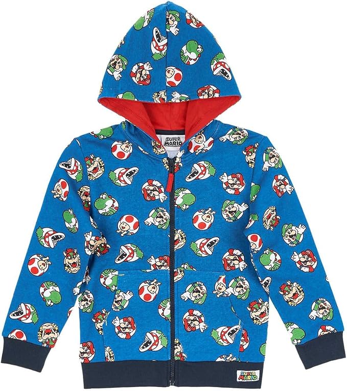 SUPER MARIO BROS Sweat Jacket with Hood, Blue (10 Years): Amazon.co.uk ...
