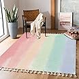 Amazon.com: Boho Rug Rainbow Pastels Watercolor Rainbow Watercolor ...