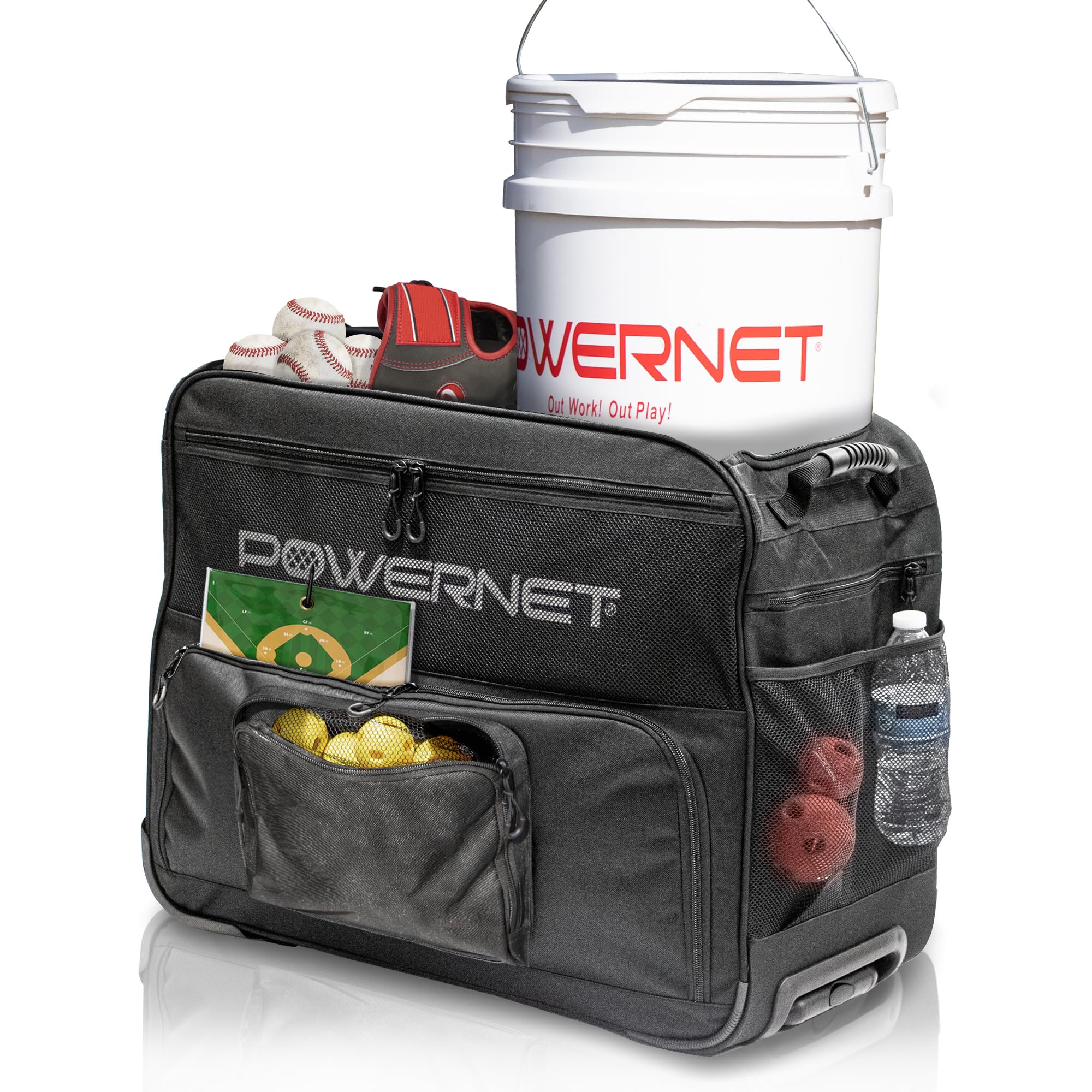 Mua Bucket Bag Baseball Coach Bag with Wheels, Carry Case for Launch F ...