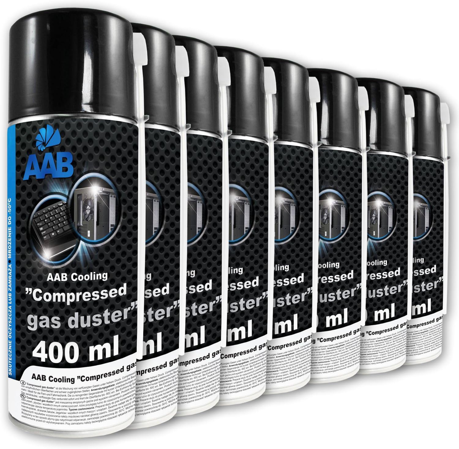 AAB Reinigungsspray 8 x 400ml, Druckluftreiniger, Druckluft Dose ...