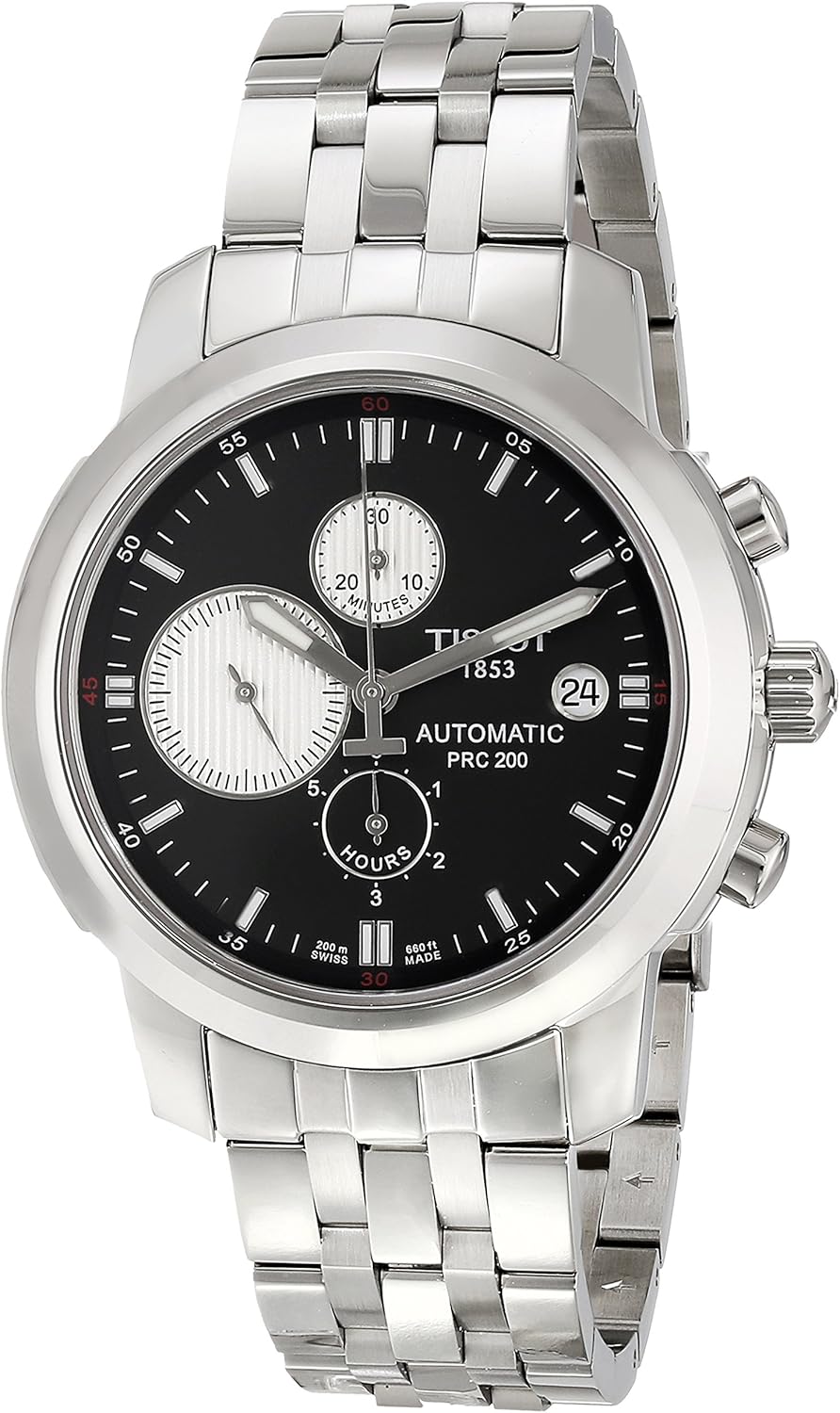 Tissot Men's PRC 200 Automatic Chronograph Black-White Dial Watch #T014 ...