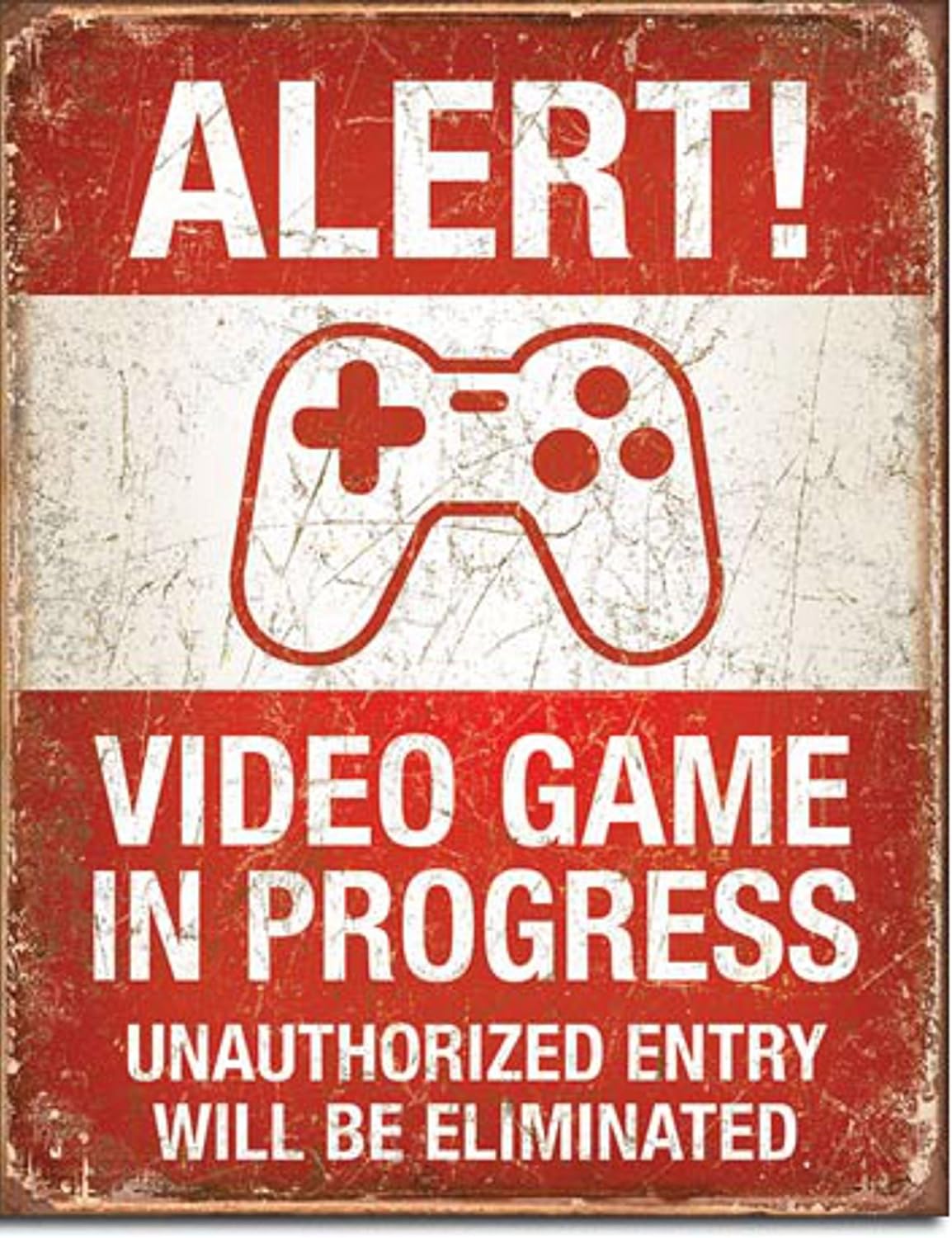Alert Video Game in Progress Large Kids Tin Sign: Amazon.co.uk: Kitchen ...