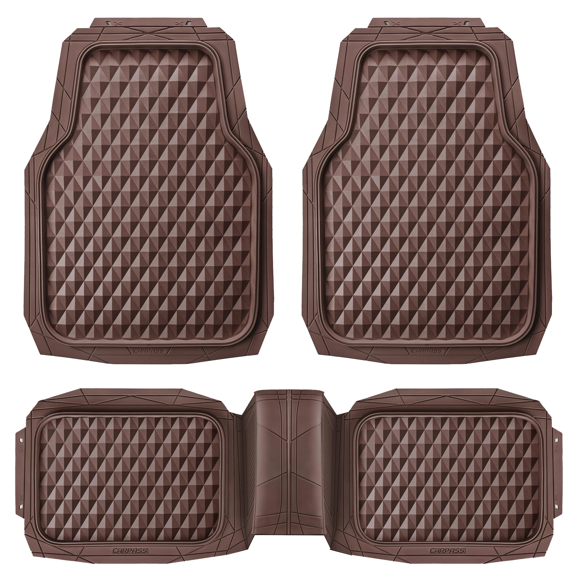 CAR PASS Heavy Duty Rubber Car Mats, Deep Dish All-Weather Floor Mat ...