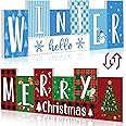 Amazon.com: Purpeak Reversible Christmas Wooden Table Sign Double Side ...