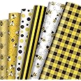 Amazon.com: Whaline 12 Sheet Bee Wrapping Paper 6 Style Bumblebee ...