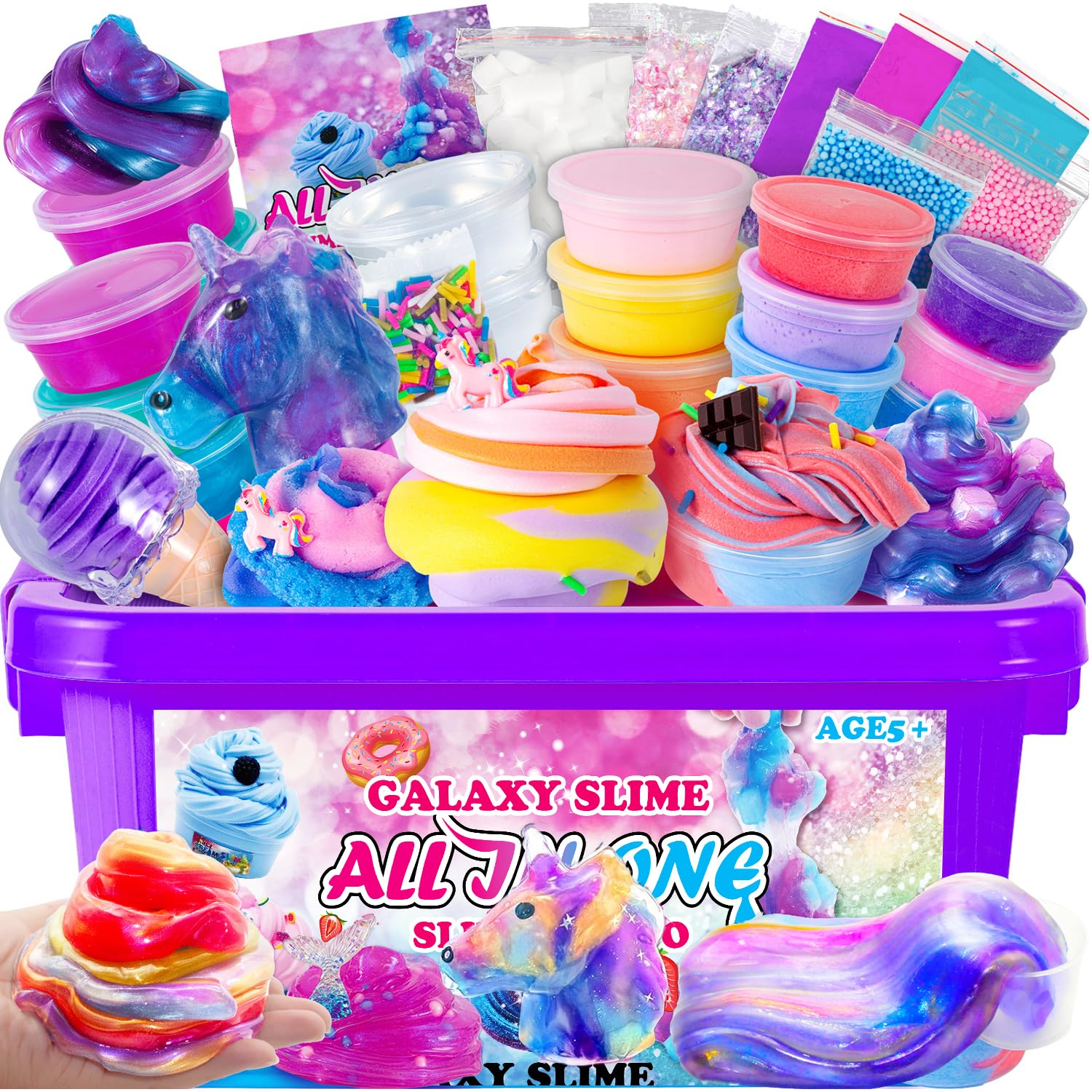 All in one Galaxy Slime Kit, Party Favor Gifts Slime Stress Relief Toy ...