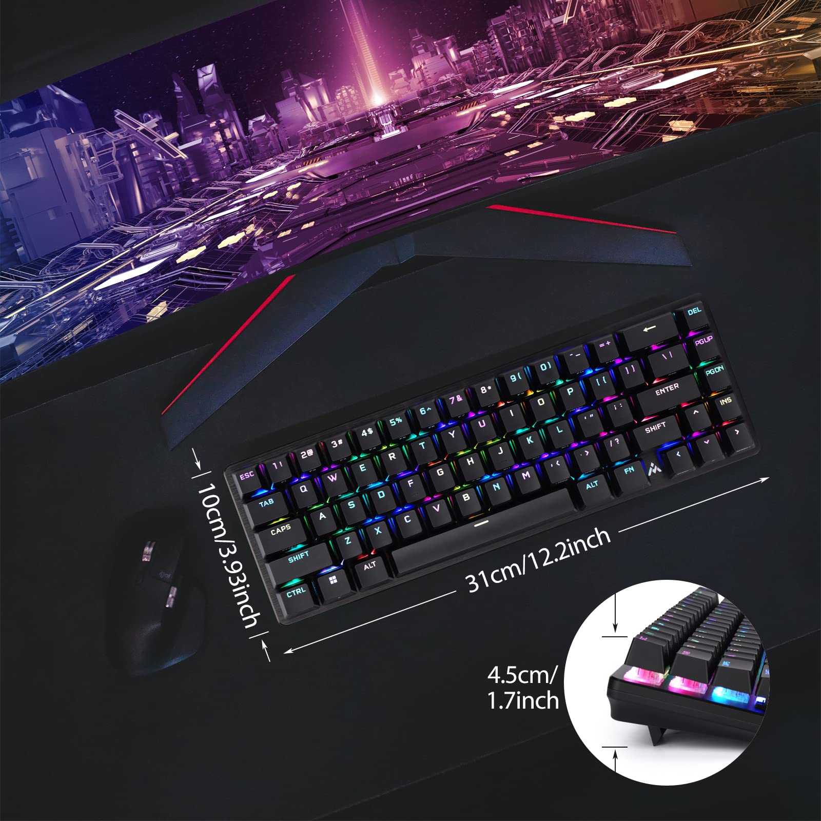 Mua TIETI Wired Mechanical Keyboard,RGB Backlit Ultra-Compact 65% ...