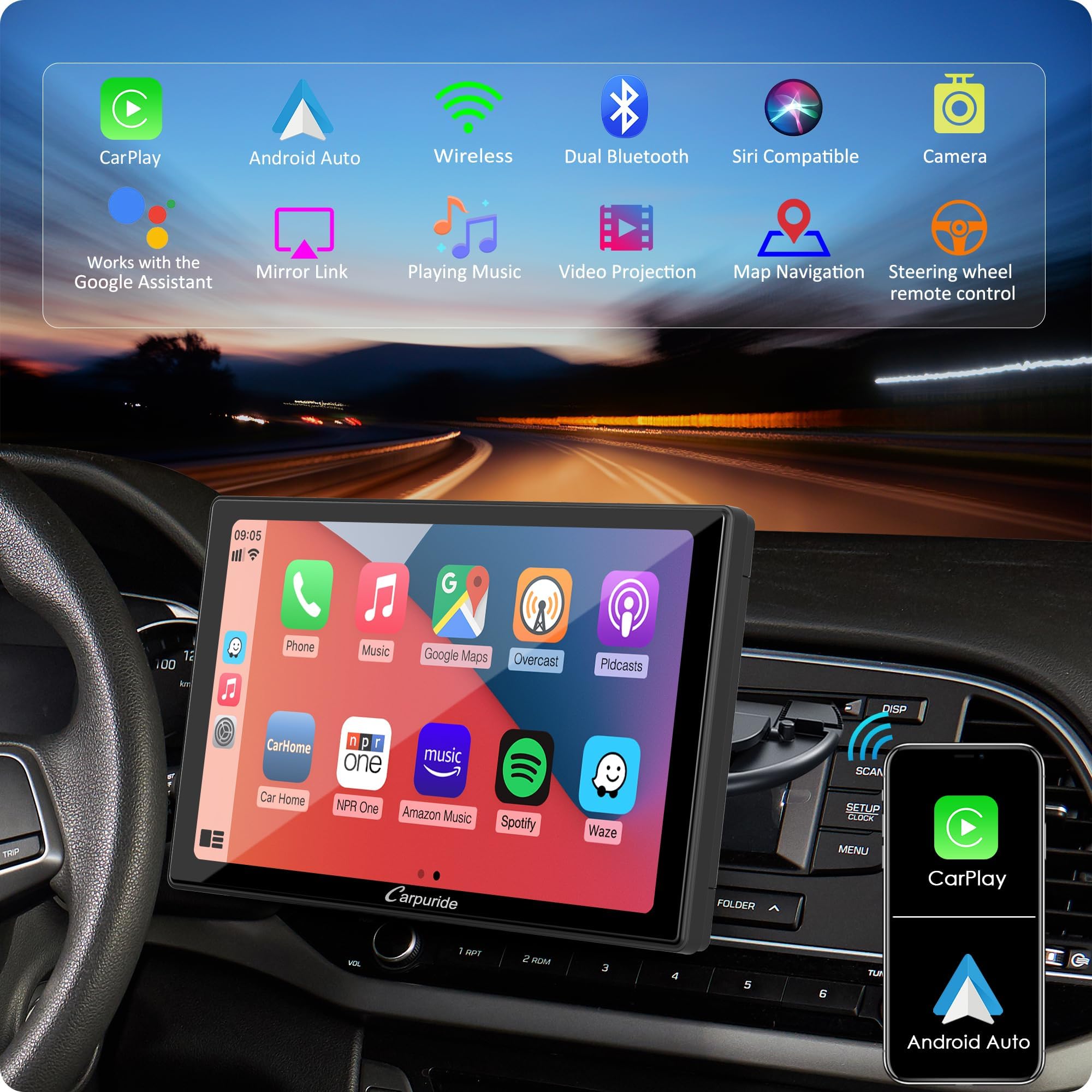 Mua [2024 Newest] Carpuride w901 Pro Portable Car BT Stereo, Wireless ...