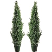 Silk Tree Warehouse Two 4 Foot Outdoor Artificial Cedar Topiary Trees ...