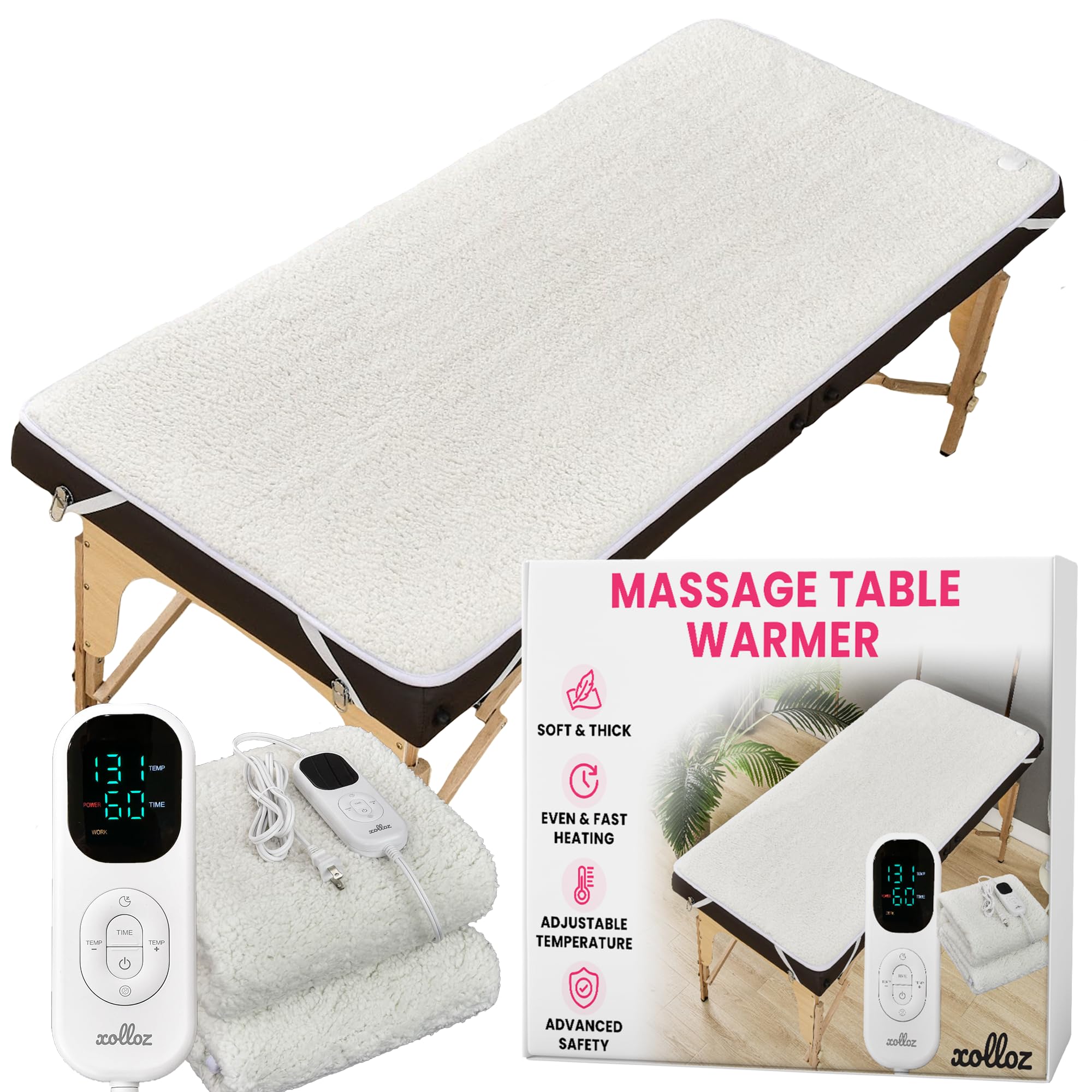 Xolloz Massage Table Warmer Heating Pad - Dense Coil Sherpa Fabric ...