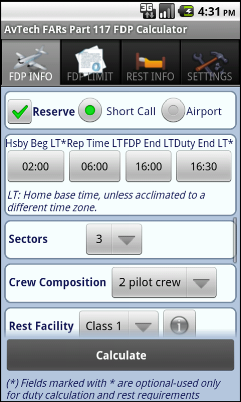 FAR's 117 Flight Duty Period Calculator:Amazon.com:Appstore for Android