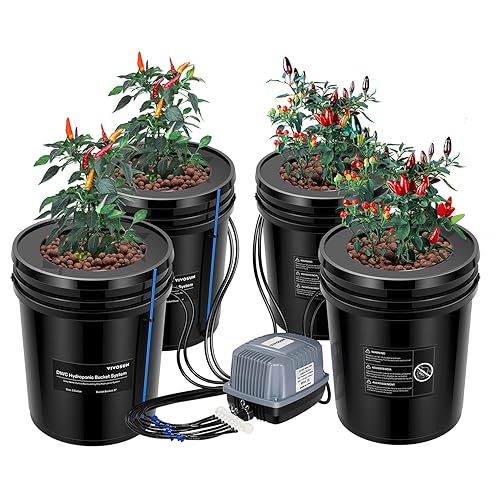 VIVOSUN DWC Hydroponics Grow System with Top Drip Kit, 5-Gallon Deep ...